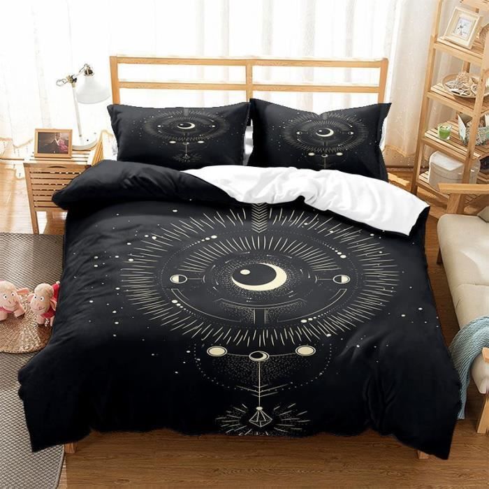 3pcs Soleil Lune Housse de couette Galaxy Boho Exotique Ensemble De ...