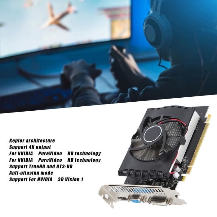 JIN-Carte graphique accessoires d'ordinateur Yeston GT730-4G 64Bit D3 TA HD Double écran Trois ...