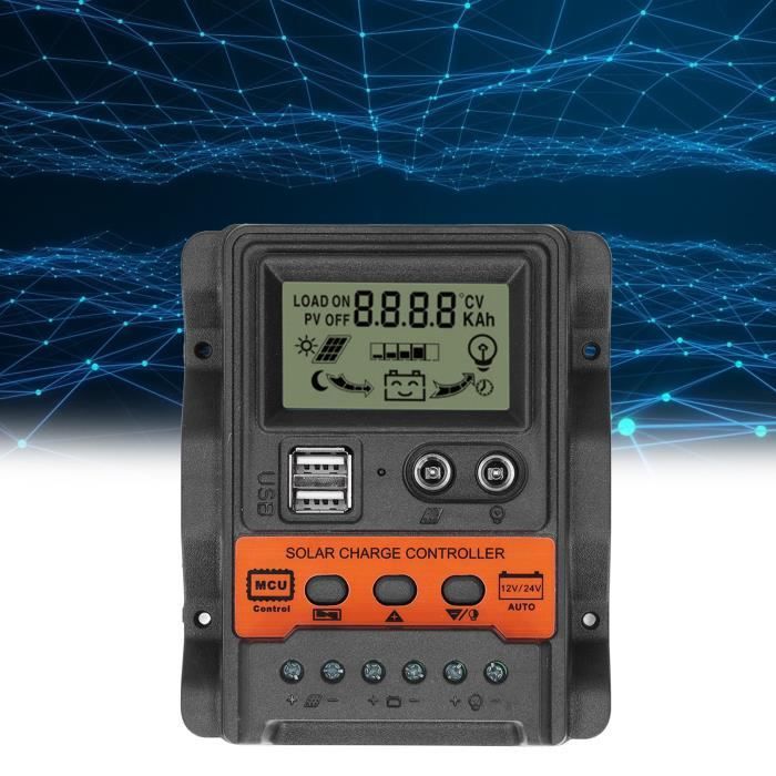 Contrôleur de Charge Solaire - GAROSA - K1688 - Écran LCD - 2 Sorties USB - 20A 260W 520W ...