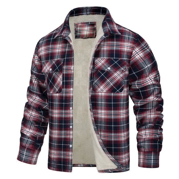 Chemise Homme Carreaux Plaid Doublé Polaire INSFITY - Bordeaux ...