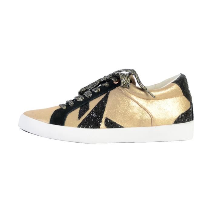 Basket Cuir Emilie Karston Sassy Poudre noir - Cdiscount Chaussures