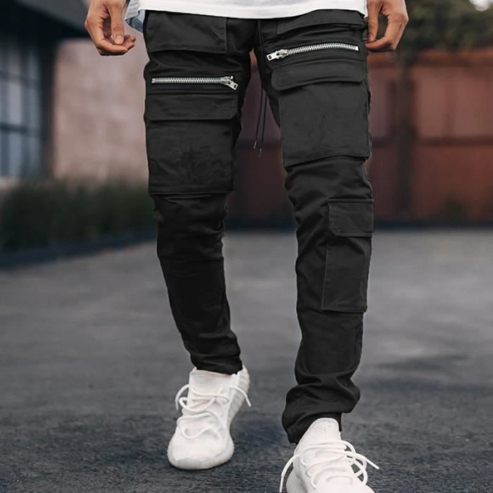 Pantalon cargo homme - multi poches jogging hip hop streetwear - RF98II Nck01black - Cdiscount ...