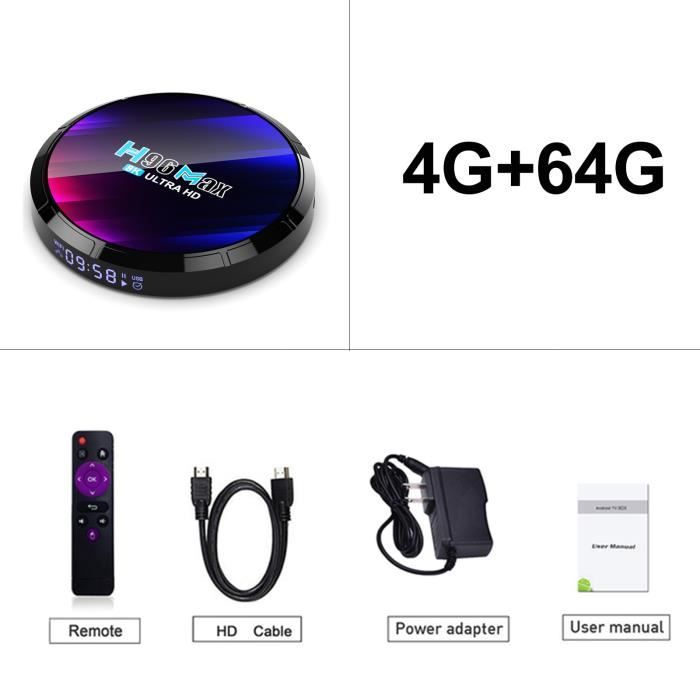 Boîtier Smart TV H96 MAX,Android 13,8K,Rockfamily3528,Wifi 6,4 Go,64 Go,lecteur multimédia ...