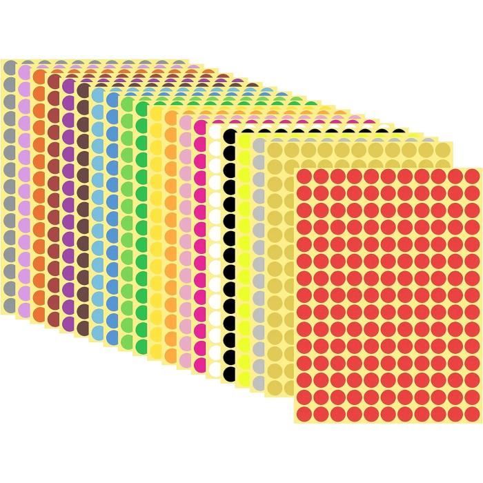 10mm Gommettes Autocollantes Rondes, Pastille Autocollante Couleur, 20 ...