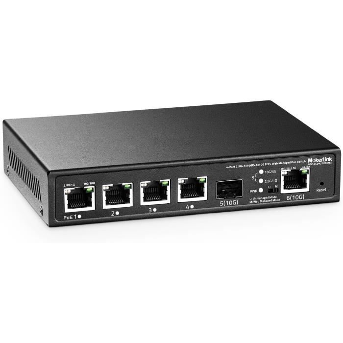 MokerLink 4 Port 2.5G PoE Managed Switch with 1 Port 10G Ethernet Port ...