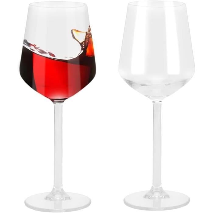 Verres à Vin Rouge Acrylique 400ML 2 Pièces - EUBSWA Incassable Verre à ...