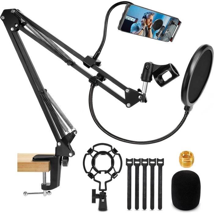 Support De Microphone, Réglable Pied De Micro Bras Support De Suspension À Ciseaux Micro Avec ...