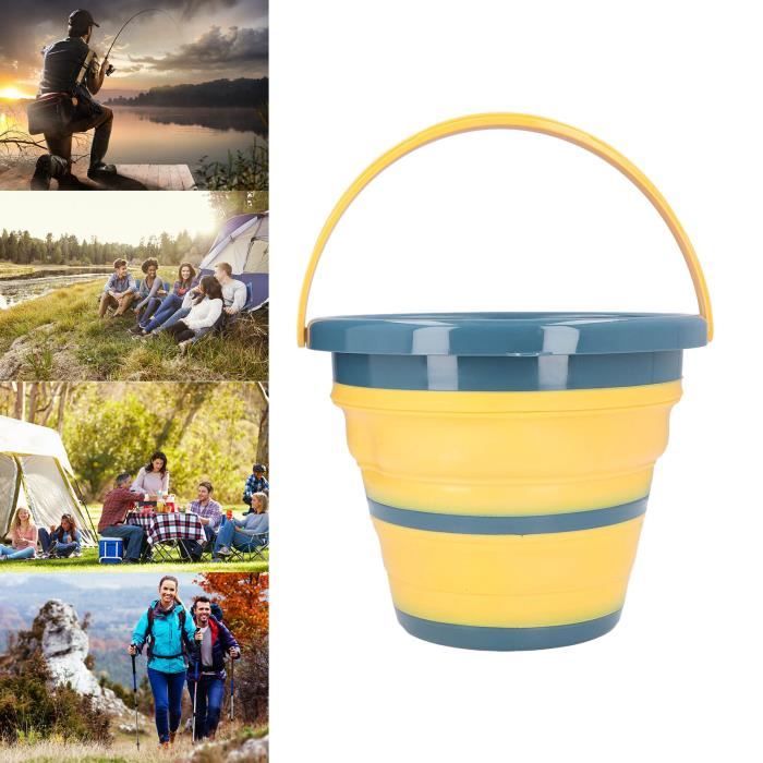 VINGVO Seau pliable Seau en plastique pliable poignée portable seau à ...