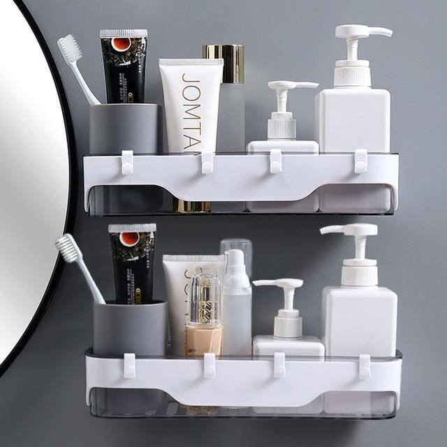 PORTE ACCESSOIRE DE SALLE DE BAIN,Gray-2pcs--Étagère de rangement ...