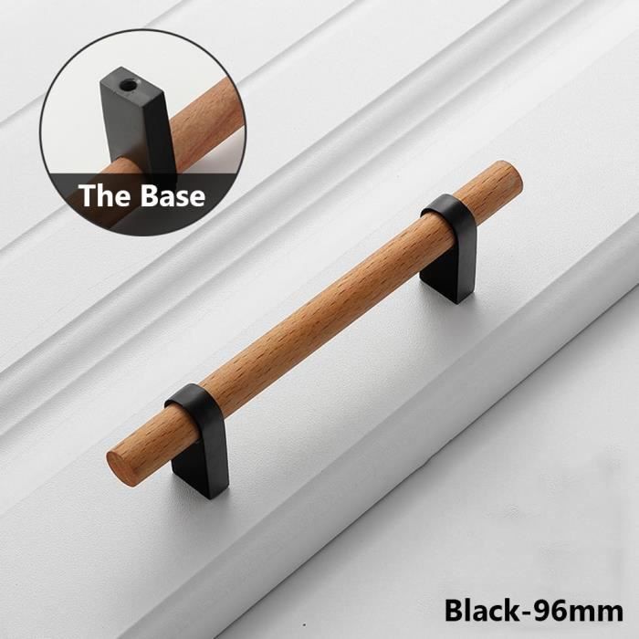 POIGNEE DE PORTE,Black-96mm--Poignées en bois pour portes de cuisine ...