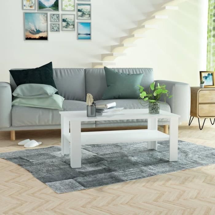 Atyhao Table basse en aggloméré 100 x 59 x 42 cm Blanc 98666 ...