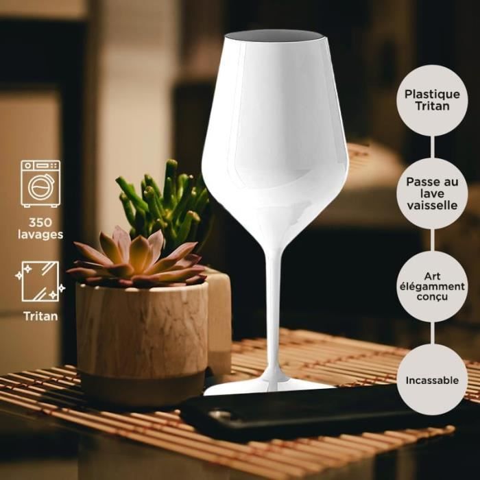 Verre À Vin Wine Cocktail Incassable 47Cl Couleur Blanc - Lot De 6 ...