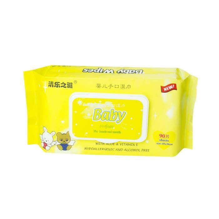 Chiffon humide antibactérien pour bébé, mains propres 90 lingettes ...