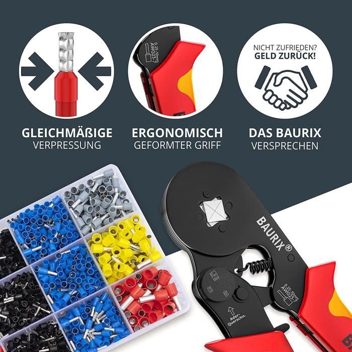 Pince à sertir avec jeu de 2000 embouts a sertir Pince à embout avec régulateur de force [pour 0 ...