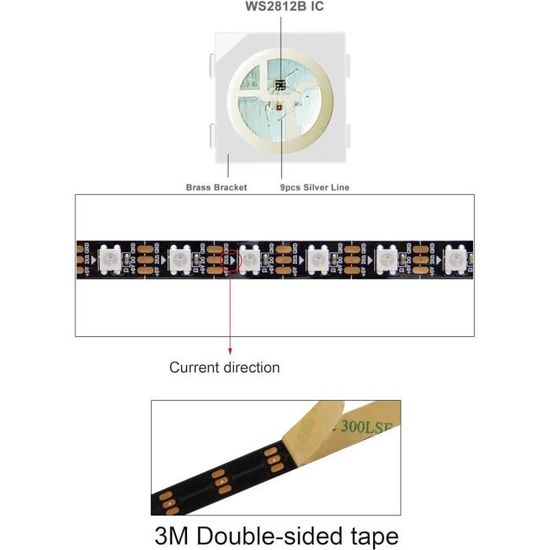 Rubans Led Ws2812B Rgb Ic 5050Smd 5M 60Leds-M, Bandes Led Color Magic ...