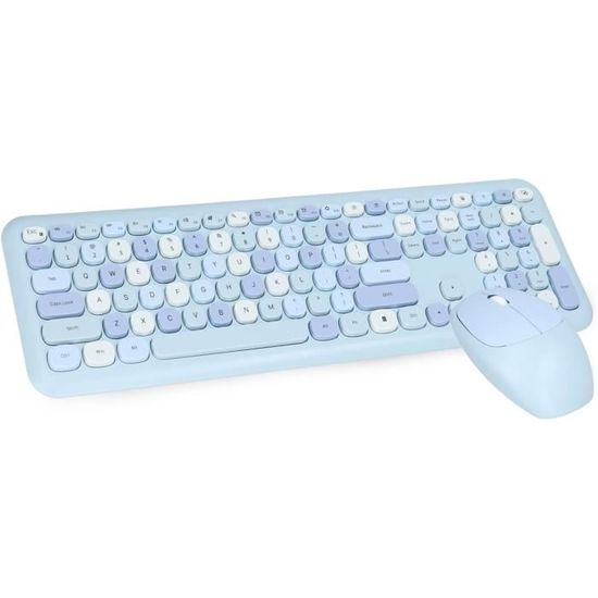 Combo Clavier Et Souris Sans Fil 2.4G, Clavier Esthétique Mignon Avec ...