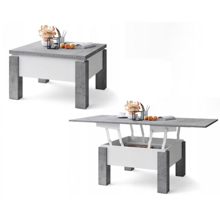 Table basse GOOSE relevable et extensible de 80 cm à 160 cm en beton et ...