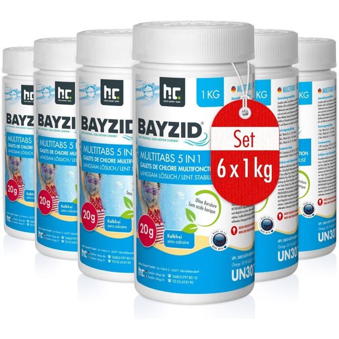 Höfer Chemie 6 x 1 kg Bayzid Pastilles de Chlore pour Piscine(20g ...