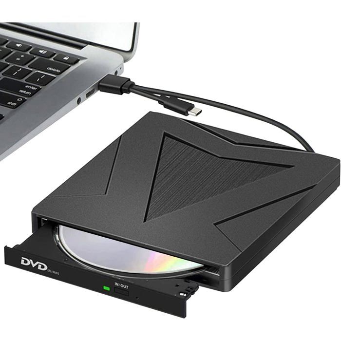 Lecteur DVD CD Externe, USB 3.0 & Type-C Portable CD DVD +/- RW Graveur ...