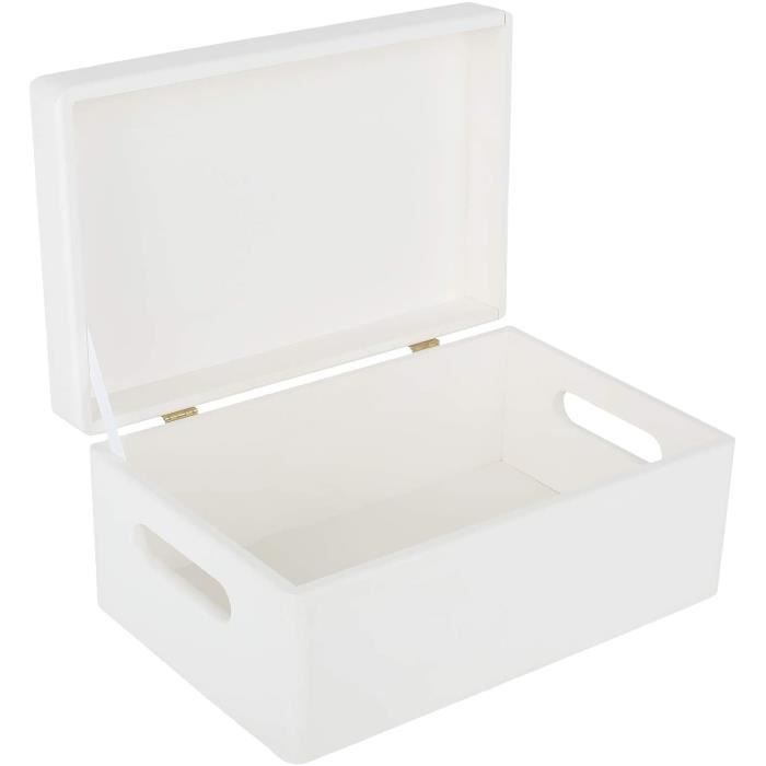 Grande Boite Rangement en Bois à Décorer Blanc | 30 x 20 x 14 cm (+-1 ...