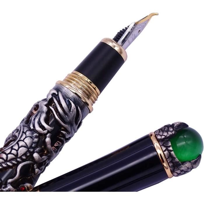 Dragon Stylo-Plume À Pointe Courbée, Noir Vintage, Stylo Fumé Épais ...