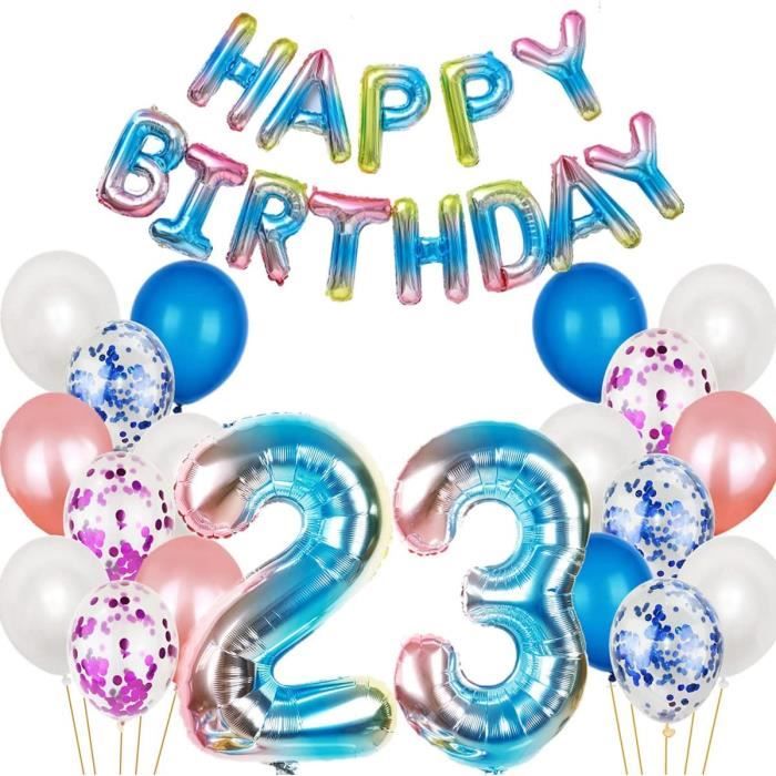 Lot De 23 Ballons De Décoration D'Anniversaire Rose - 23 Ans ...