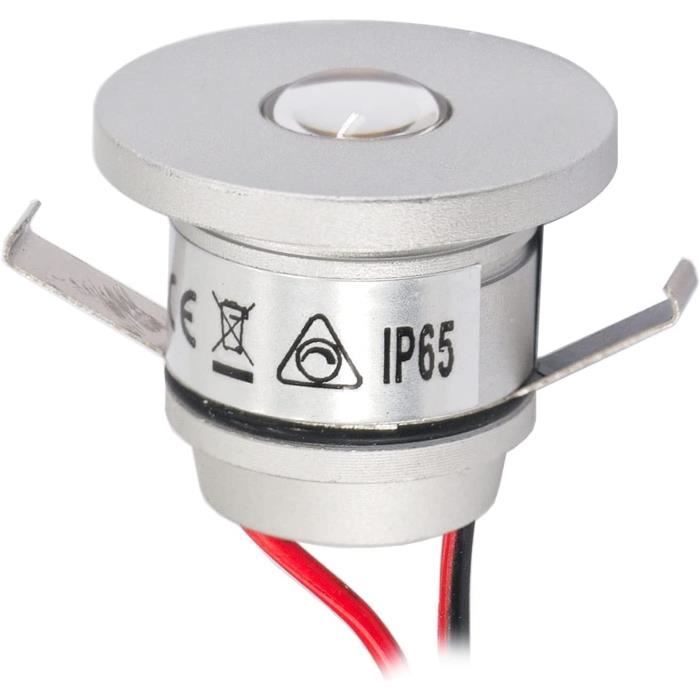 Mini spot LED encastrable en aluminium IP65 étanche – 1 W 12 V DC 60 lm ...