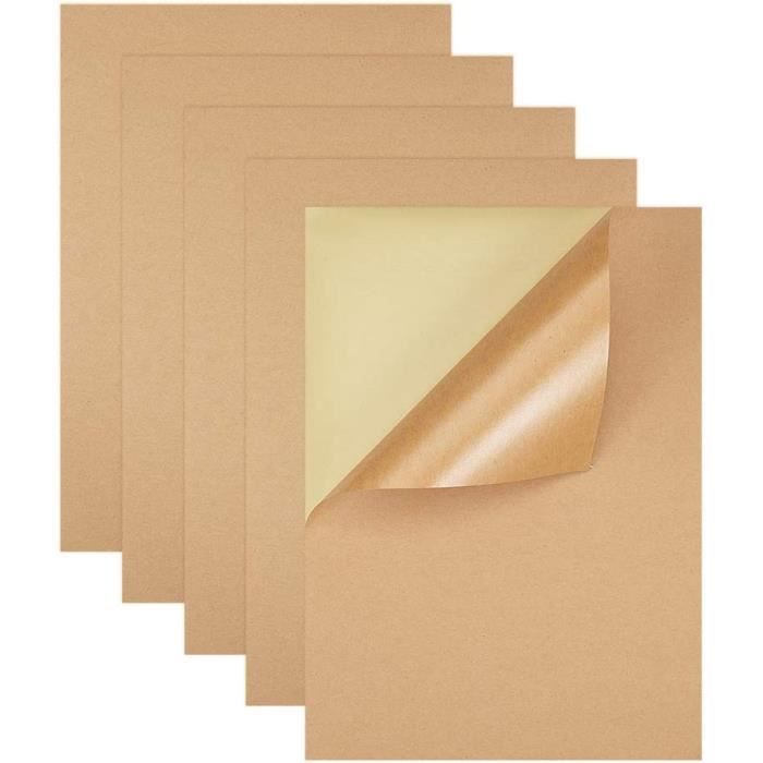 50 Feuilles A4 Brun Kraft Étiquette Autocollant Autocollant Collant ...