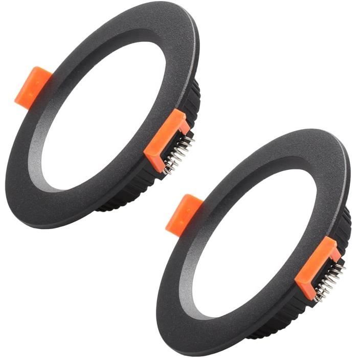 SPOTS Spot LED Encastrable Noir Extra Plat, 2 Pack 7W 700LM = 70W Incandescence, IP44, 3000K ...