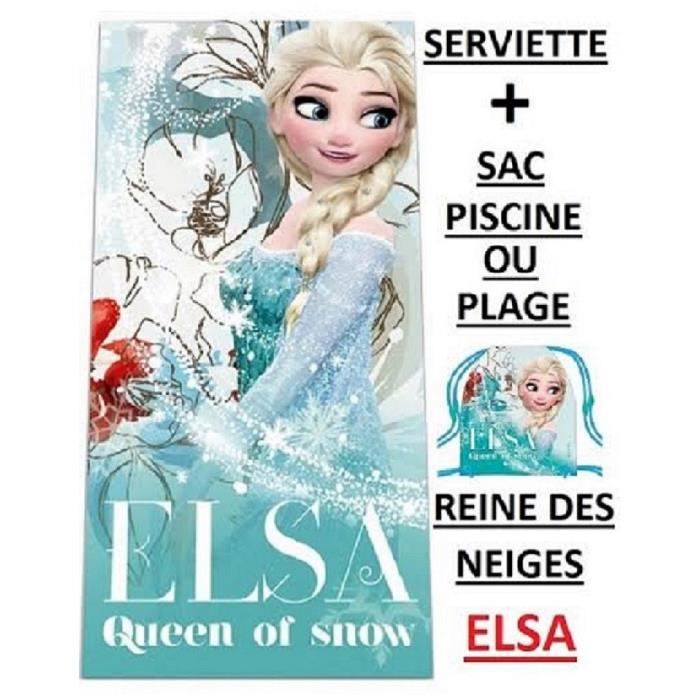 SERVIETTE DE BAIN- PLAGE LA REINE DES NEIGES ELSA+1 SAC DE PLAGE 41X32 ...