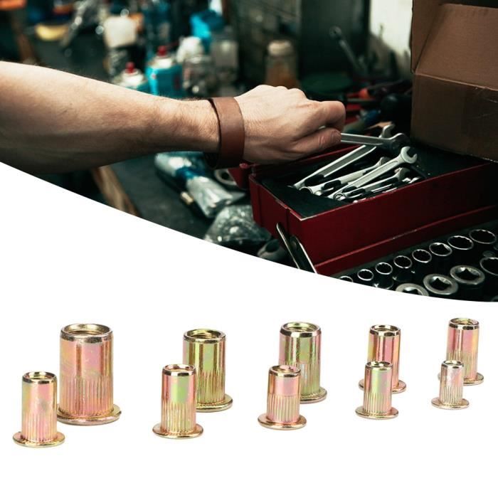 EJ.life Écrou de rivet galvanisé 300pcs Écrou de rivet en acier au ...