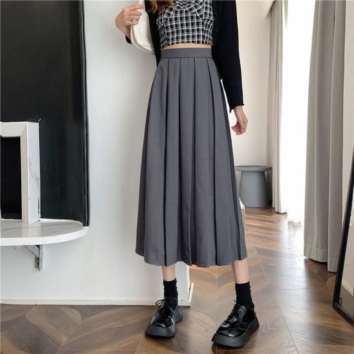 Costume Gris Plisse A-Ligne Jupes Longues Femmes - Style Classique ...