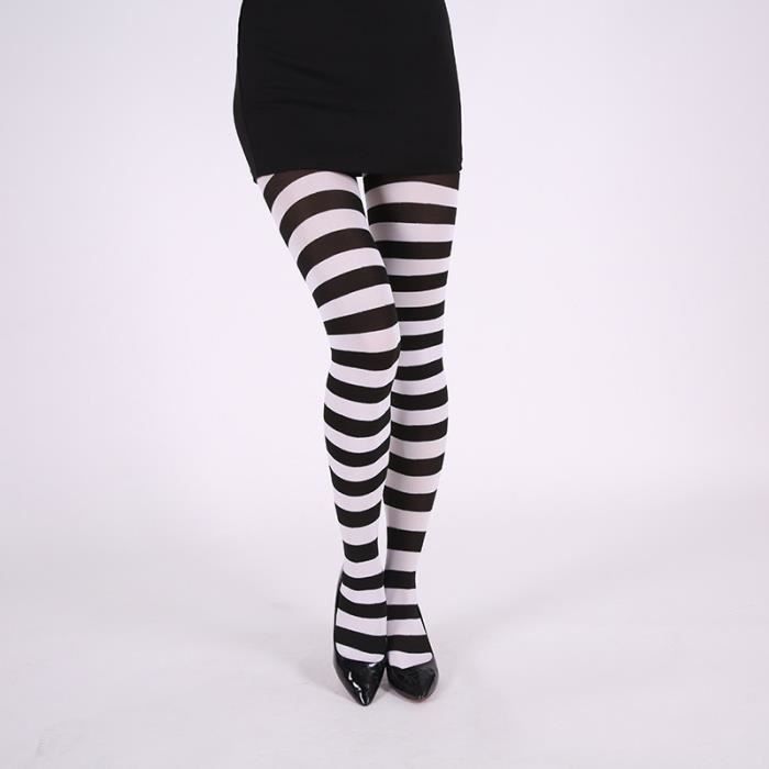 Collants multicolores rayés pour femmes et filles - Bas - Black and ...