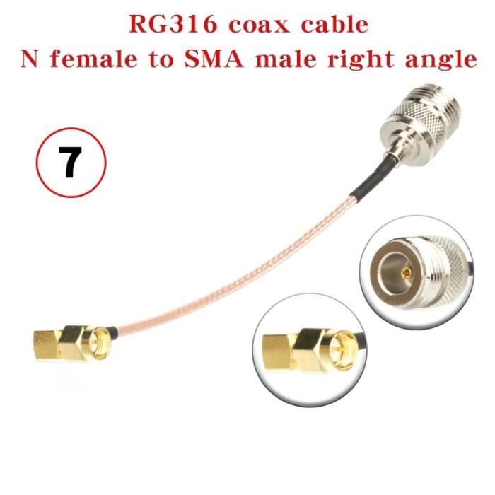 Câble coaxial RG316,connecteur mâle femelle vers SMA mâle femelle,câble ...