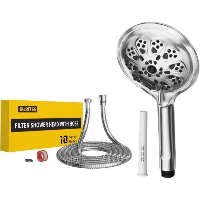 Swaitee Pommeau de Douche avec Tuyau de 1,5 m, Pommeau Douche Anti ...