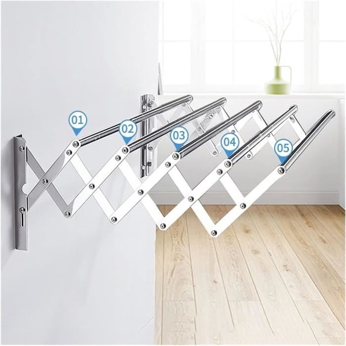 Sèche-Linge Mural Extensible TRAHOO - Séchoir À Linge Pour Balcon Salle ...