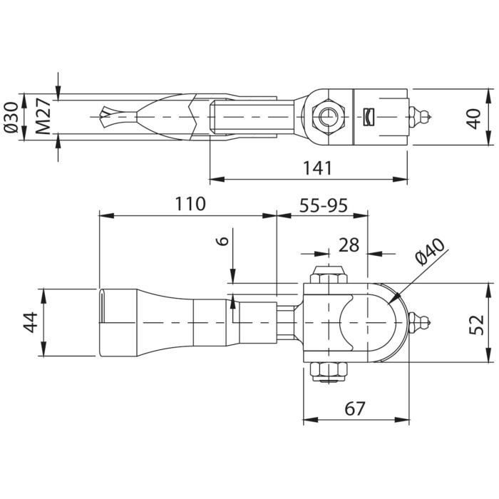 Gond réglable à sceller 184 Tige en mm M27 Diamètre œil en mm 40 ...
