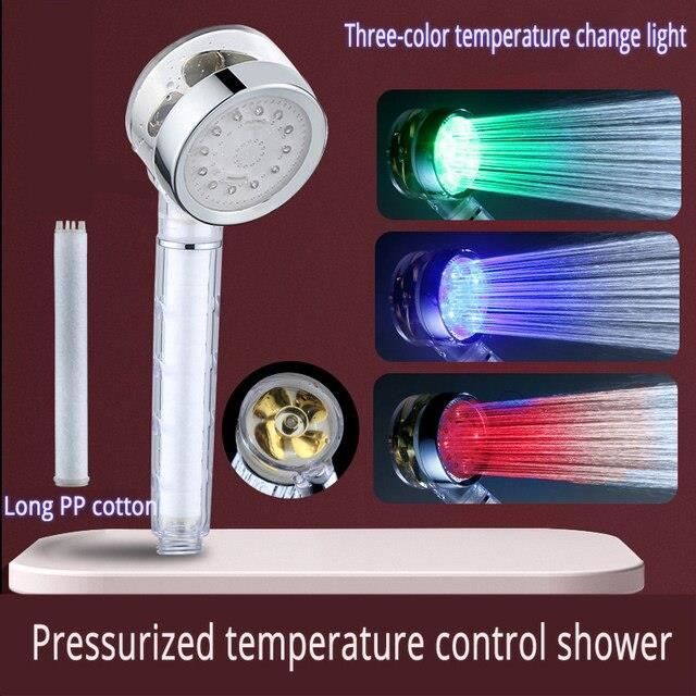 POMMEAU DE DOUCHE,3 color--Pommeau de douche LED turbo, 3-7 couleurs, économie'eau, filtre SPA ...