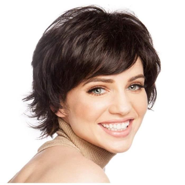 Perruque courte - Naturelle - Femme - Fibres synthétiques - Style ...