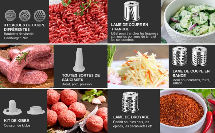 Hachoir à Viande Électrique - MEYKEY - Hachoir à Viande professionnel 3 ...