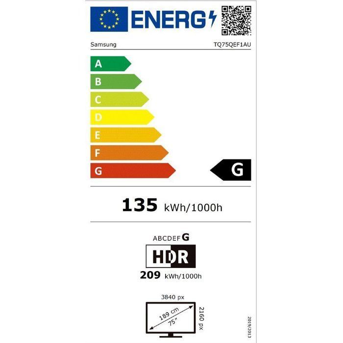 Samsung 75QEF1 - TV QLED 75" (190 cm) - 4K UHD 3840x2160 - HDR10 ...