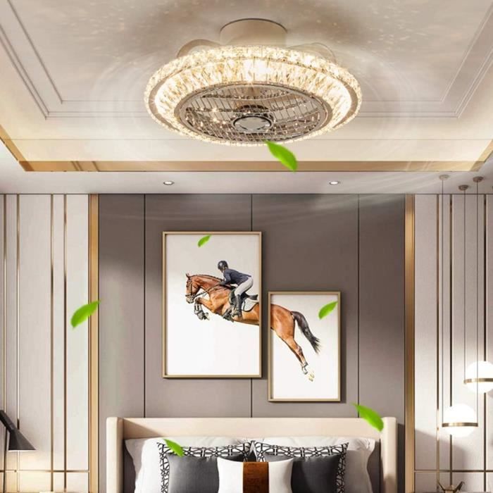 Ventilateur De Plafond Créatif Moderne Fan Lustre 72W Led Dimmable ...
