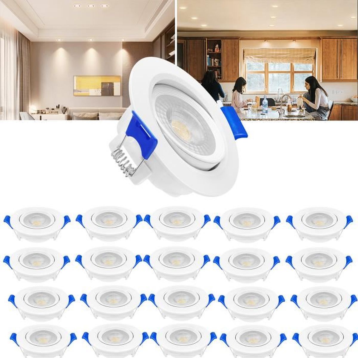 HENGMEI Lot de 20 Spot LED encastrable pour plafond Spots encastrés à ...