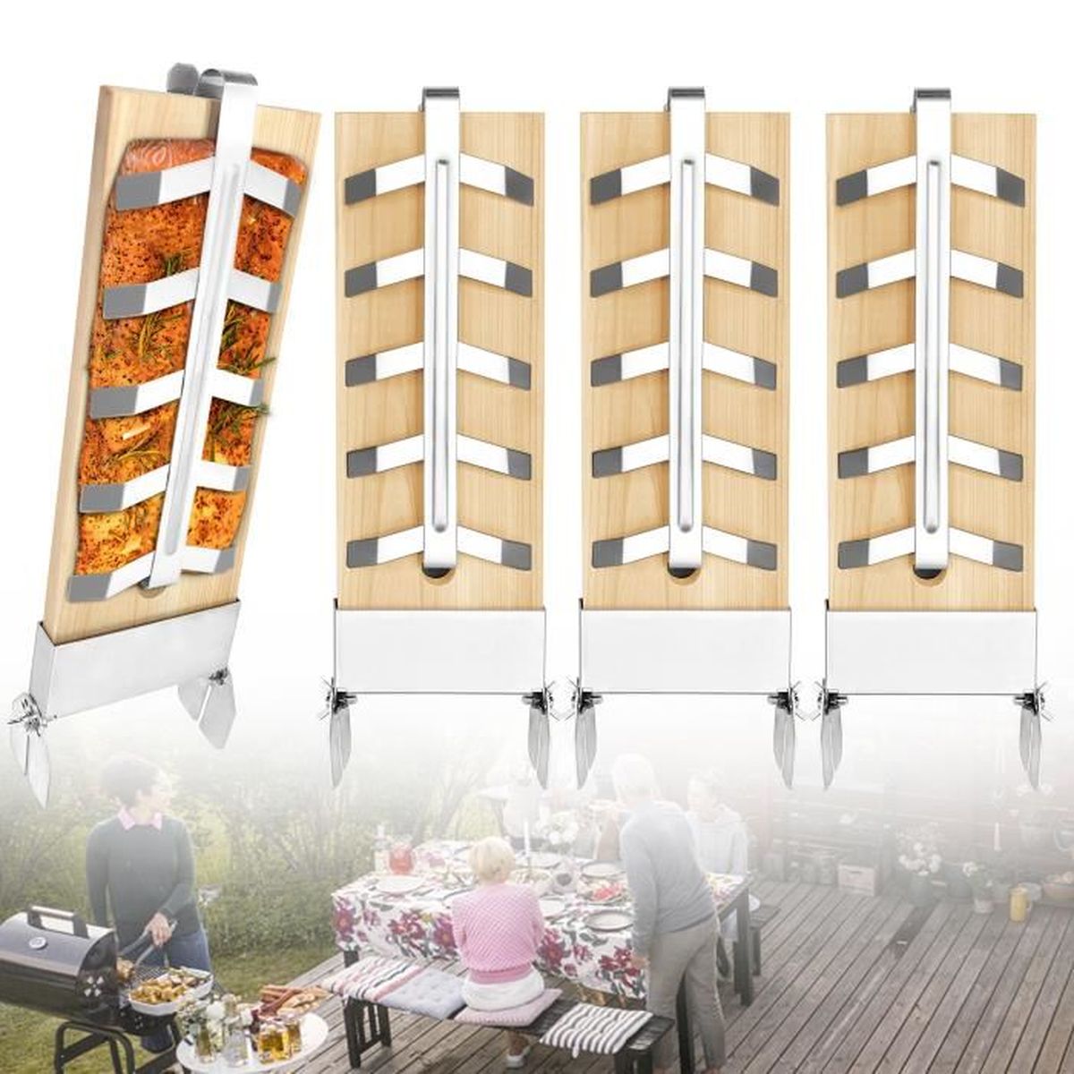 LILIIN Lot 4 Planche à saumon à flamber Outdoor Grill Planche en cèdre ...