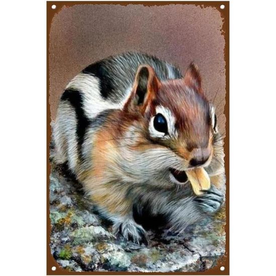 Poster Métallique Affiche,Animal Tamia,Peinture Art Décoratif Vintage ...