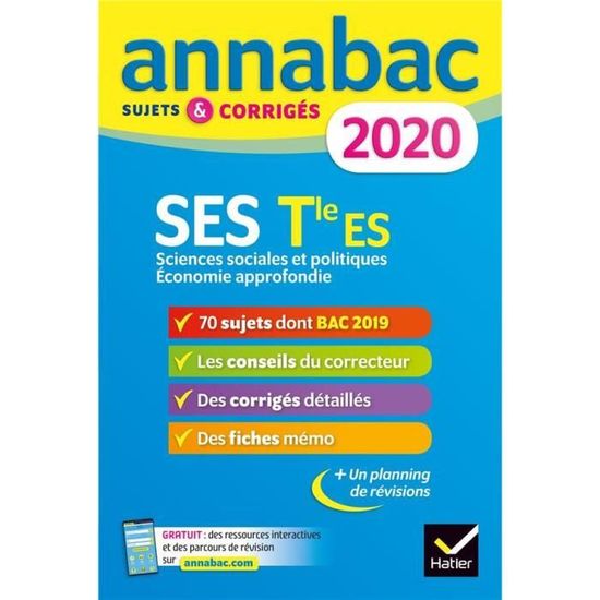 Livre - Annabac ; SES ; Terminale ES - Sujets de SES tombés au bac en ...
