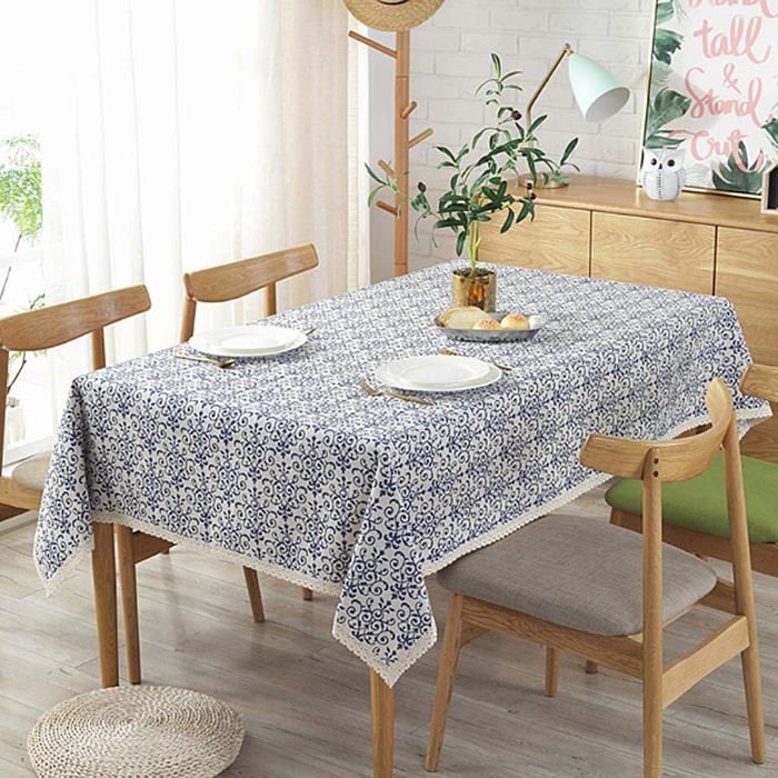 Meiosuns Nappe Tapis de Table Nappe en Lin Coton et Nappe en Porcelaine ...