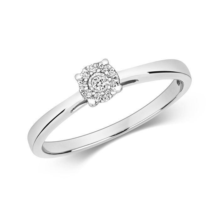 Bague Femme Solitaire Fiancailles Or Blanc 375/1000 et Diamant Brillant ...