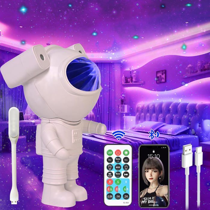 TRAHOO-Astronaute Projecteur Galaxie Ciel Etoile Lampe Veilleuse Galaxy Nova Projection Plafond ...