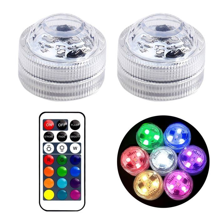 Mini Lumières LED Submersible,Lampes Sous-Marines LED avec Télécommande,Lampes Multicolores RGB ...